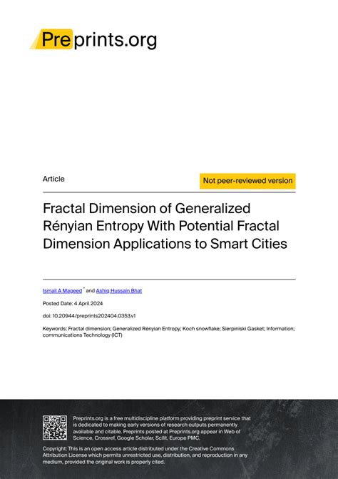 Pdf Fractal Dimension Of Generalized Renyian Entropy With Potential Fractal Dimension