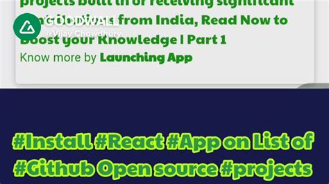 Vijay Chowdhurys Post On Goodwall Install React App On List Of Github Open Source