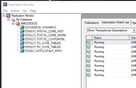 replication monitor always shows a error on the publication but everything seems to be running