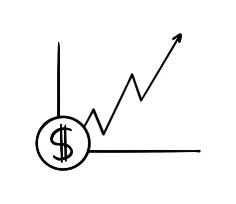 달러 동전 낙서 선형 만화 색칠 공부와 그래프 프리미엄 벡터