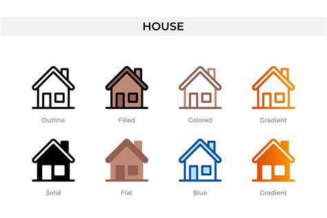 House Icon In Different Style House Vector Icons Designed In Outline Solid Colored Filled