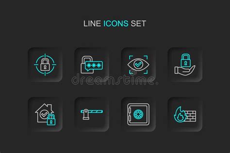 Set Line Firewall Security Wall Safe Parking Car Barrier House Under Protection Lock Eye