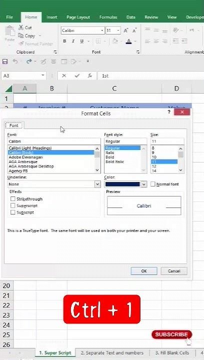 use of superscript in excel exceltricks shorts reels youtube