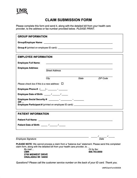 Umr Medical Claim Form Graymont Medical