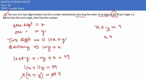 31 The Sum Of A Two Digit Number And The Number Obtained By Reversing