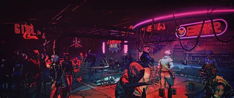 Games Cyberpunk 2077 Dark Theme Bar 4k Wallpaper Download