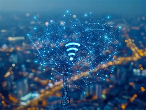 Background Image Shows A 5g Global Network Technology Communication Antenna Tower For Wireless