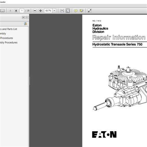 Eaton Hydrostatic Transaxle Series 750 Repair Heydownloads Manual