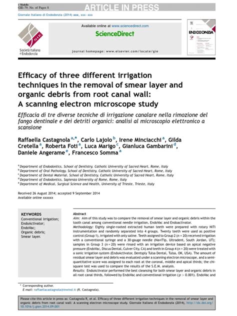 Efficacy Of Three Different Irrigation Techniques In The Removal Of
