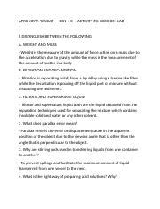 Activity 3 Biochem Lab Docx APRIL JOY T YANGAT BSN 1 C ACTIVITY 3 BIOCHEM LAB I