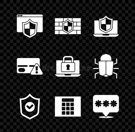 Set Browser With Shield Shield Brick Wall Laptop Protected Check