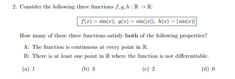 Solved Consider The Following Three Functions F G H RR Chegg Com
