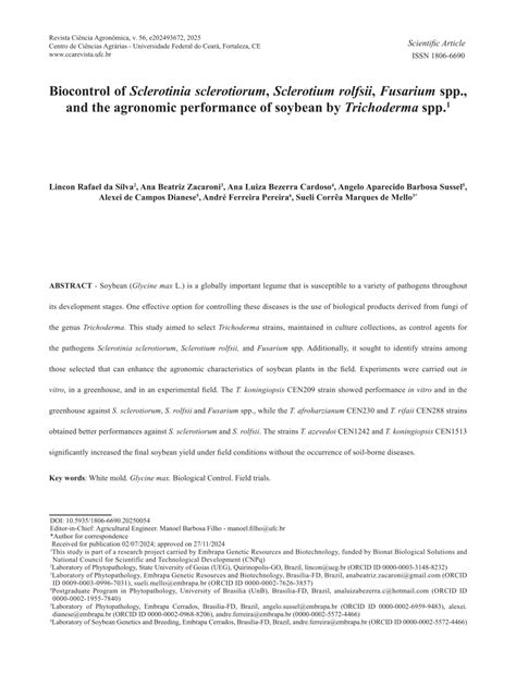 Pdf Biocontrol Of Sclerotinia Sclerotiorum Sclerotium Rolfsii