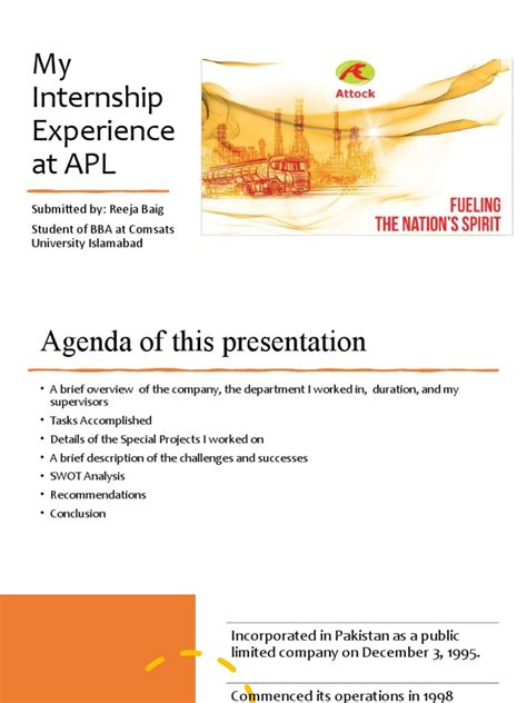 My Internship Experience At Apl Reeja Baig Pdf Economies Business