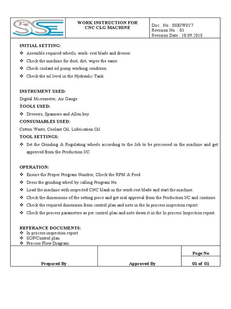 17work Instruction For Cnc Clg Pdf