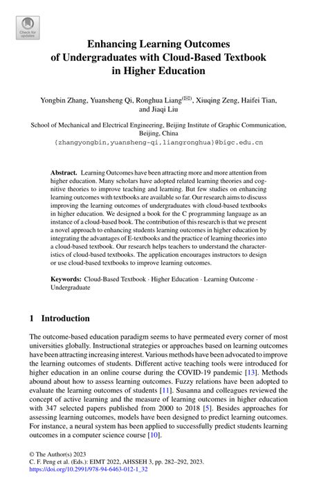 Pdf Enhancing Learning Outcomes Of Undergraduates With Cloud Based