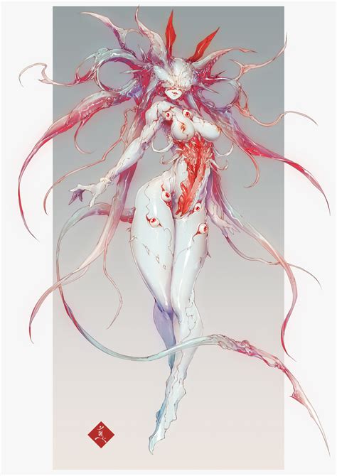 Mabo9317 Artist Multiple Eyes Cephalopod Girl Monster Girl