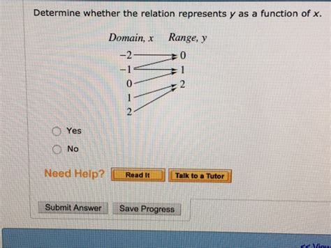 solved determine whether the relation represents y as a