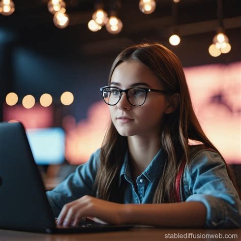 Girl Studying React Courses Image Stable Diffusion Online