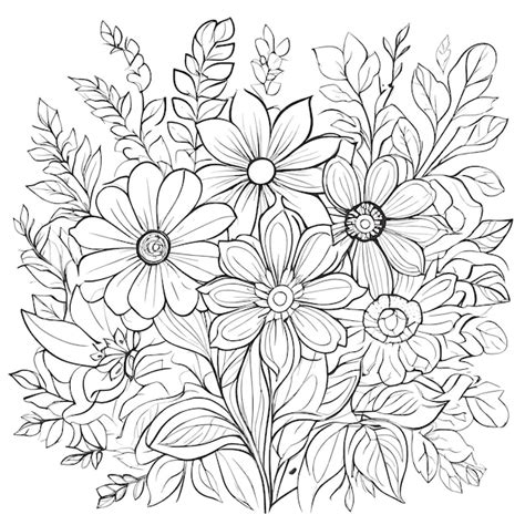 어린이 와 성인 을 위한 꽃 색채 책 페이지 프리미엄 벡터