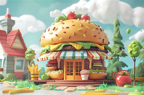 버거 패스트푸드 레스토랑 모델 일러스트 무료 다운로드 Lovepik