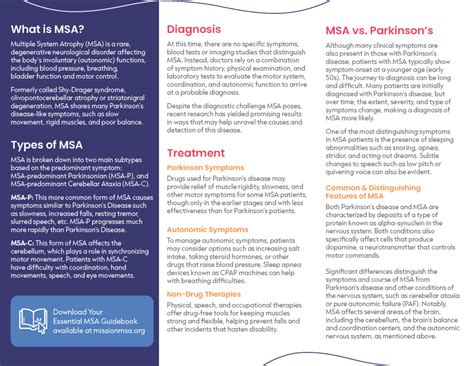What Is Multiple System Atrophy Brochure Mission Msa