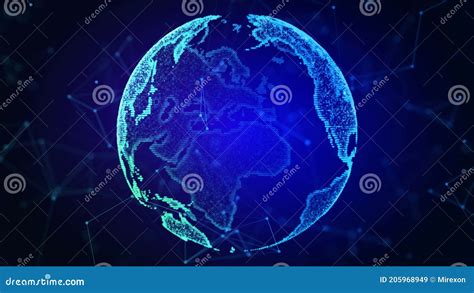 Big Data 3d Earth Points Connections In Lines Surrounding Globe Rotating Stock Video Video Of