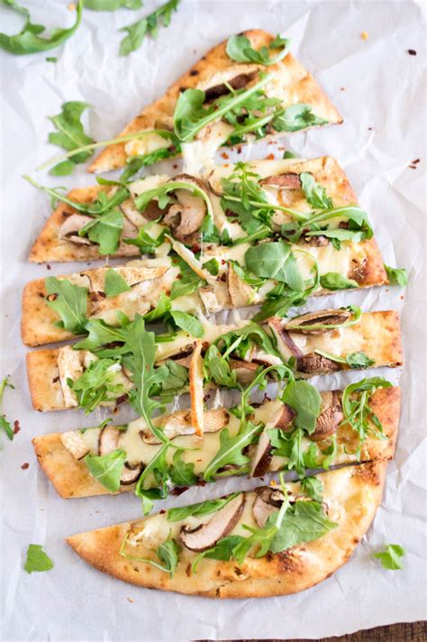 Mushroom Arugula Flat Bread Pizza