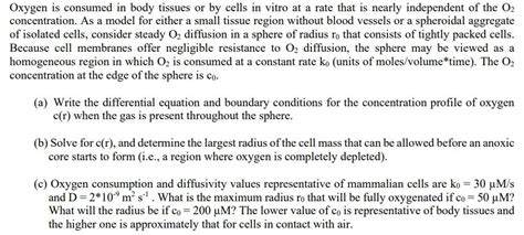 Solved Oxygen Is Consumed In Body Tissues Or By Cells In Chegg Com