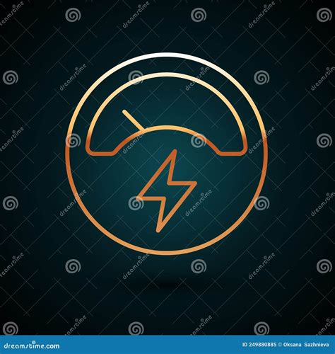 Gold Line Ampere Meter Multimeter Voltmeter Icon Isolated On Dark Blue Background Instruments