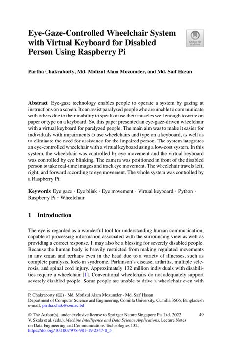 Pdf Eye Gaze Controlled Wheelchair System With Virtual Keyboard For
