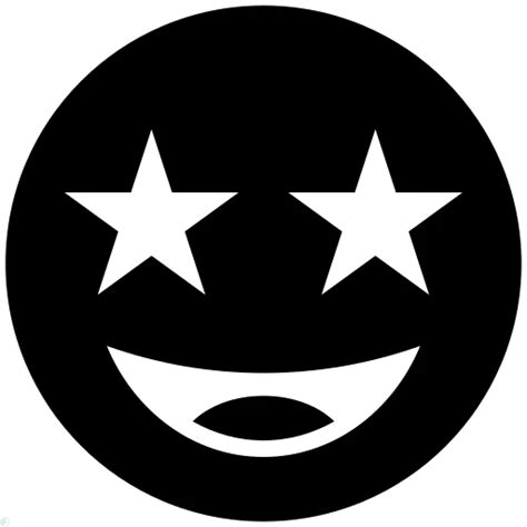 دانلود آیکون ایموجی خنده با چشمان ستاره ای استایل توپر مشکی با فرمت Png