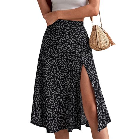 Fsqjgq Skirts For Women Long Skirts For Women Black Boho Midi Skirts