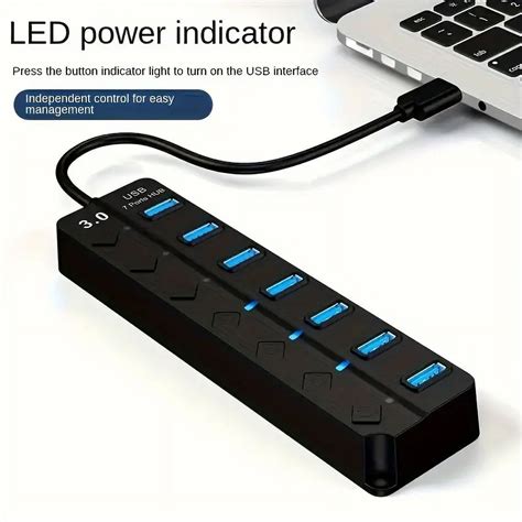 Computer USB Multi Interface 3 0 Hub Splitter High Speed Hub 7 Independent Buttons Walmart Com