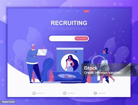 비즈니스 웹 사이트 및 모바일 앱 개발을위한 평면 개념 벡터 일러스트 템플릿을 모집합니다 플랫 방문 페이지 템플릿입니다 개념에