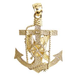 New 14k Gold Mariners Cross Eagle Anchor Pendant Etsy