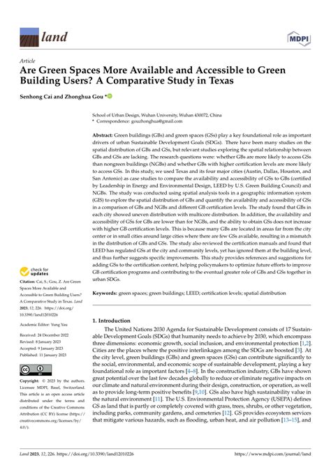 Pdf Are Green Spaces More Available And Accessible To Green Building