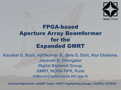 PDF FPGA Based Aperture Array Beamformer For The Expanded GMRT