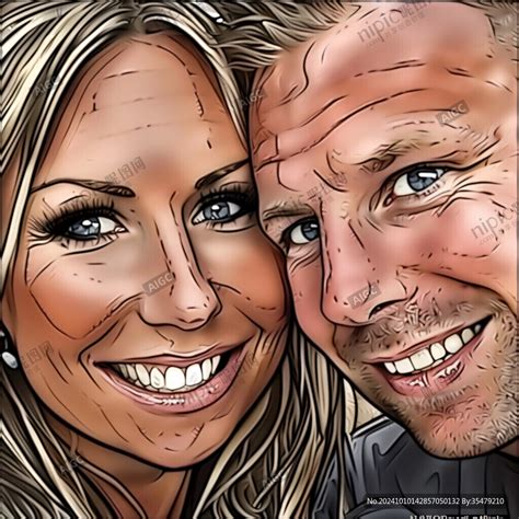 Ai创作图情侣卡通照 半男半女脸部图片 情侣贴图设计 夫妻相大测试 两人的面部表情 手绘新人画像 褐色的头发夫妻 情侣笑脸 数字肖像插画 情侣