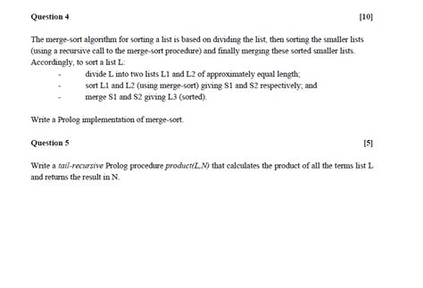 Solved Question The Merge Sort Algorithm For Sorting Chegg