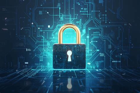 Tech Protection Padlock On Circuit Board Illustrating Cyber Security Concept Stock Illustration