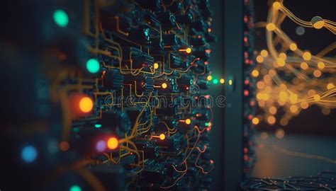 Background Futuristic Blockchain Pattern On Dark Background Ai Generated Stock Illustration