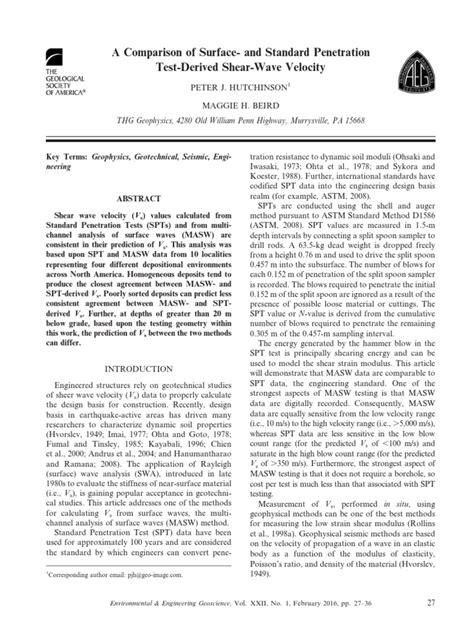 A Comparison Of Surface And Standard Penetration Test Derived Shear