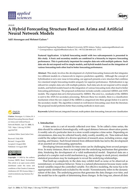 PDF A Hybrid Forecasting Structure Based On Arima And Artificial Neural Network Models