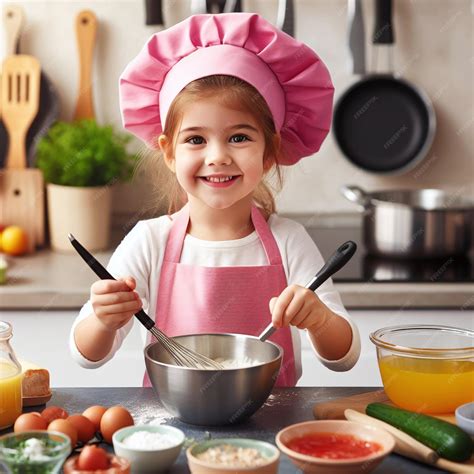 Premium Photo Young Girl Cooking In The Kitchen