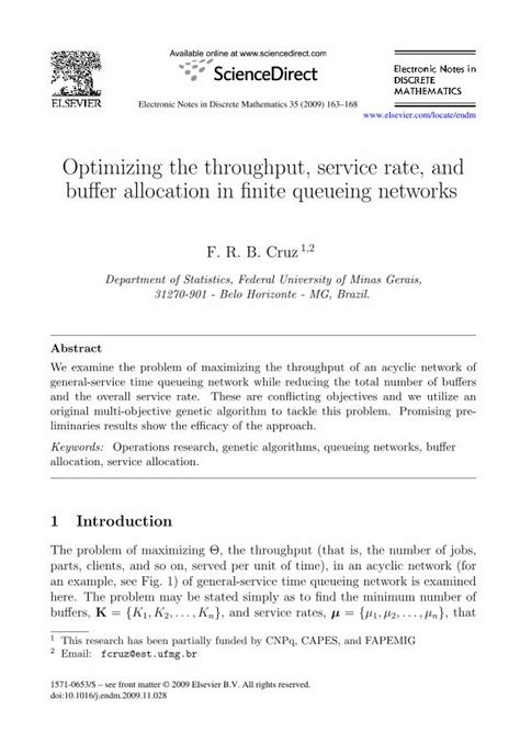 Pdf Optimizing The Throughput Service Rate And Buffer Allocation In