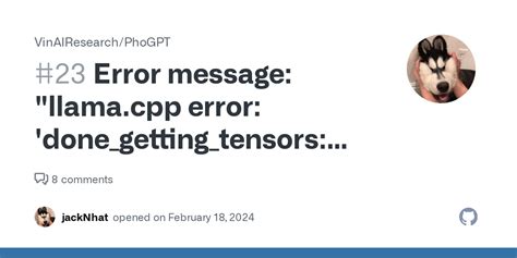 Error Message Llamacpp Error Donegettingtensors Wrong Number Of