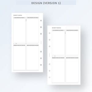 Personal Priority Matrix Printable Template Decision Matrix Productivity Planner Daily Weekly