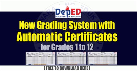 New Grading System With Automatic Certificates For Grade 1 To Grade 12