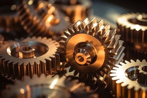 Precision Engineering Interlocking Metallic Gears Premium Ai